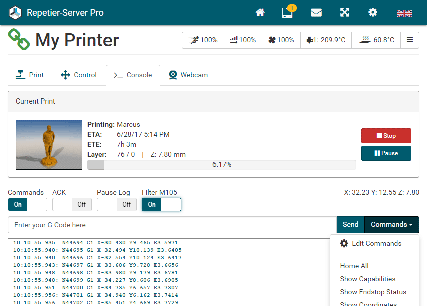 Control your 3d printer from everywhere - anytime! - Repetier-Server